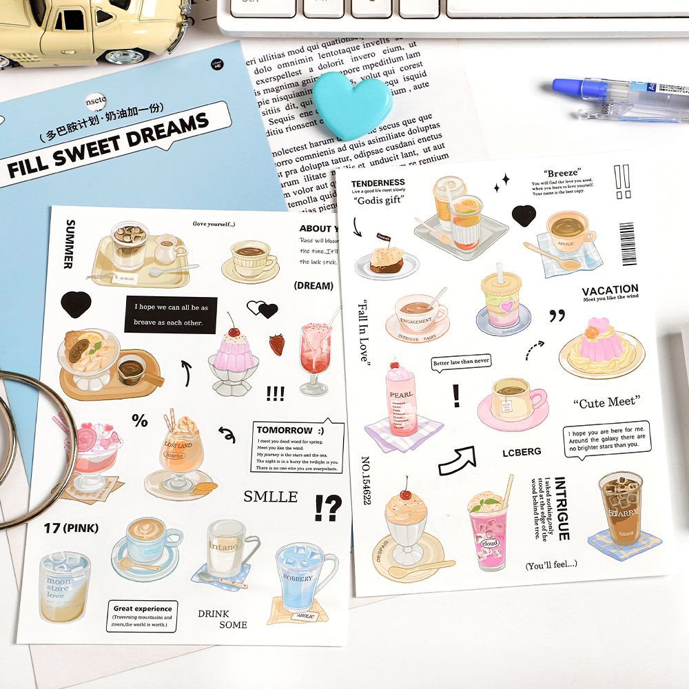 Cdaily|2pcs Dopamine Color Stickers Dessert Bouquet Stickers diy ...