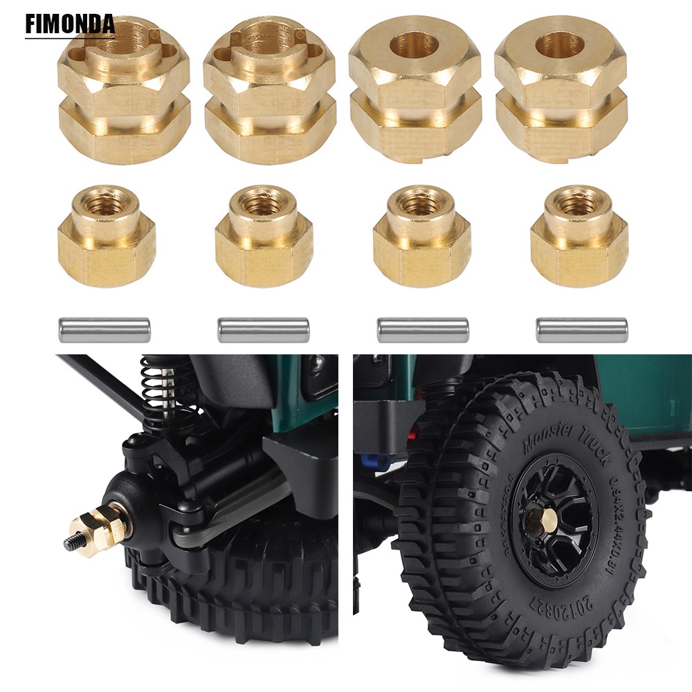 7MM Brass TRX4M Hub Extenders Wheel Hex Adapter for 1/18 RC Car Crawler ...