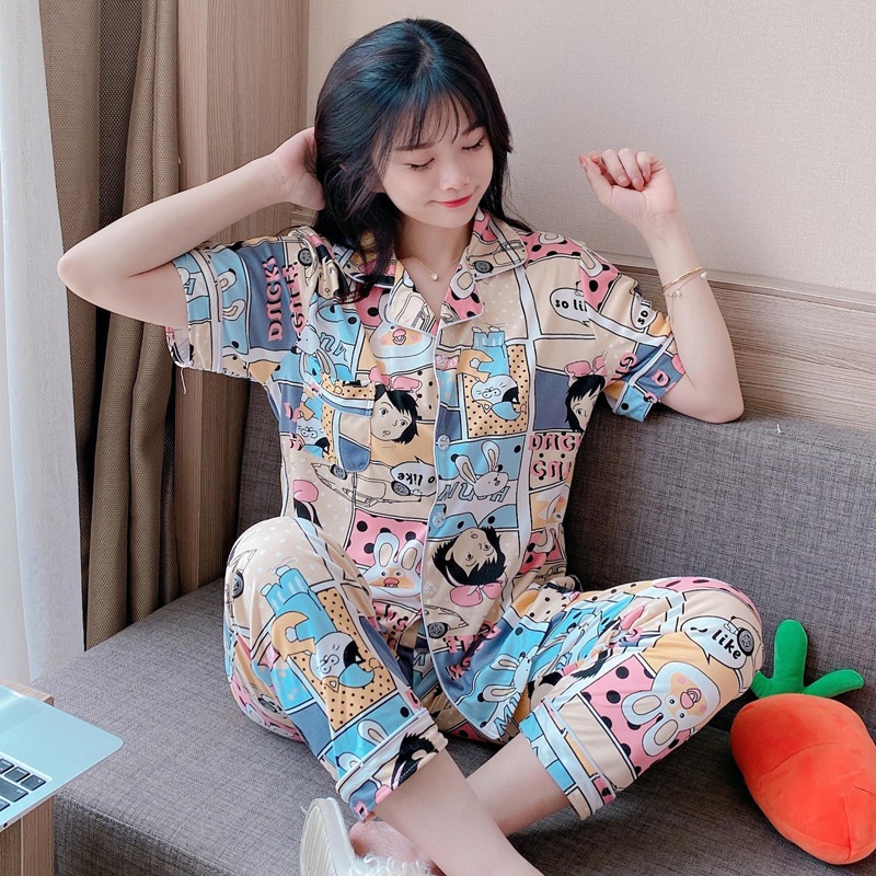 Pajama terno for women pantulog set sleep wear adult gown wear dress ...