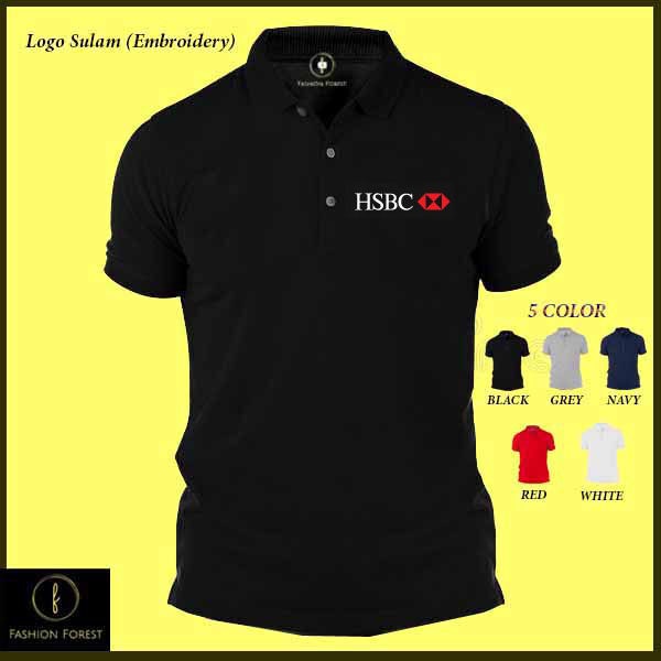 Baju logo Sulam Polo Classic T Shirt Embroidery LOGO HSBC BANK FOR MEN ...