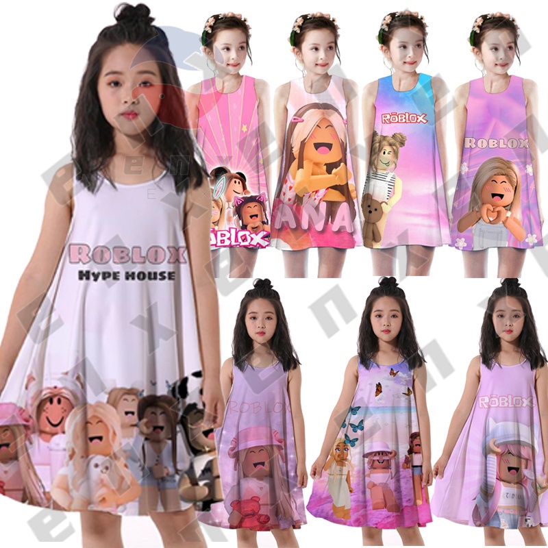 3-13 Years Old Roblox Baby Dress Girl Clothing Print Cartoon Cute Game ...