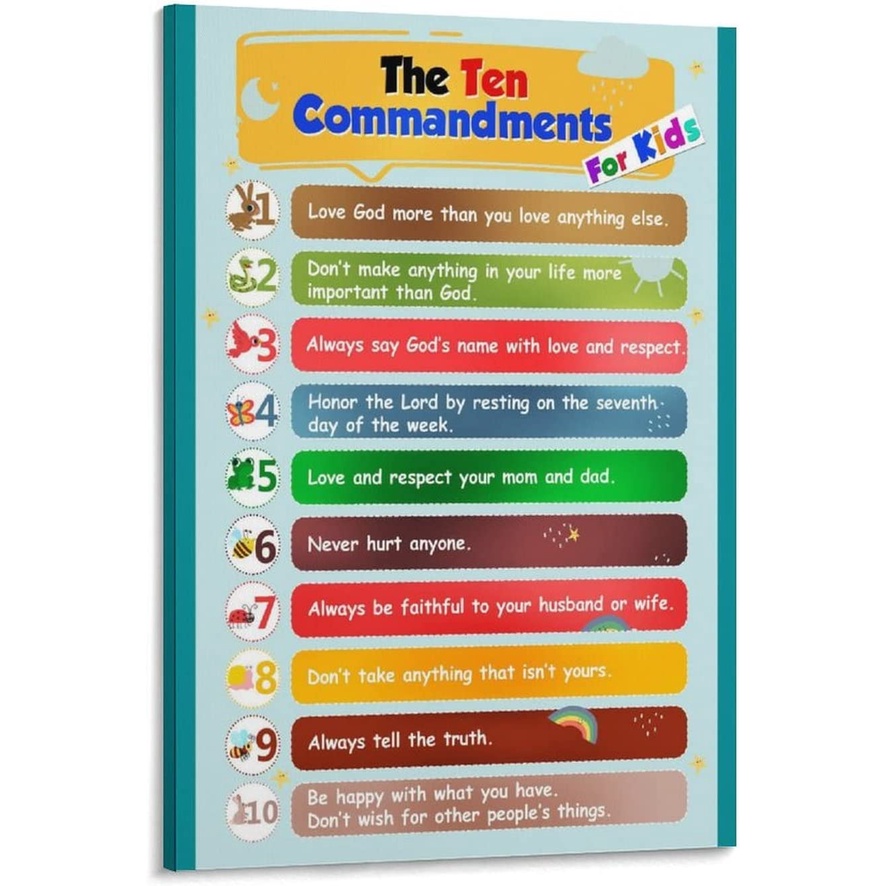 Ten Commandments Poster for Kids Children Classroom Poster Canvas ...