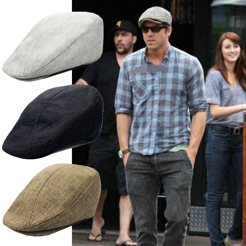 Men British Cotton Linen Beret Gentleman Duckbill Caps Linen Hat Boy ...