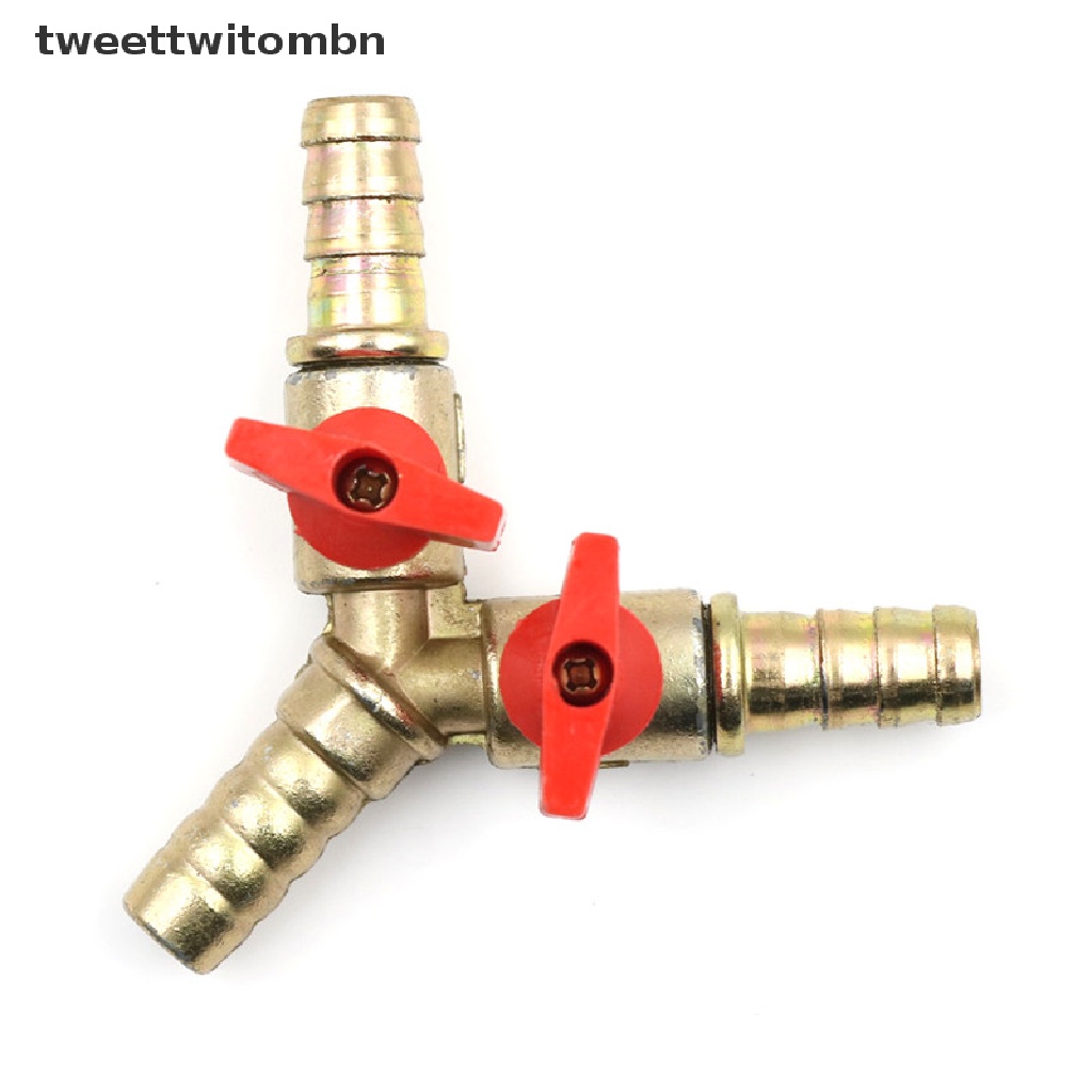 tweettwitombn 3 Way Tee Brass Y Shut off Ball Valve 3/8" 10mm Barb Fuel ...