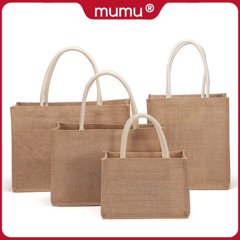 Mumu 3039 Tote Bag Plain Abaca Burlap Sling Shoulder Bags Eco Hand bag ...