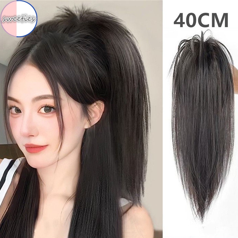 Y2K Waterfall Half-Tie High Ponytail Synthetic Long Straight wig with ...