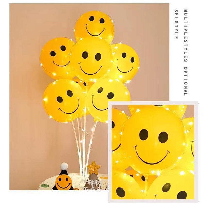 10pcs 12 inch Latex Balloon Yellow Smiley Face Latex Balloons Wedding ...