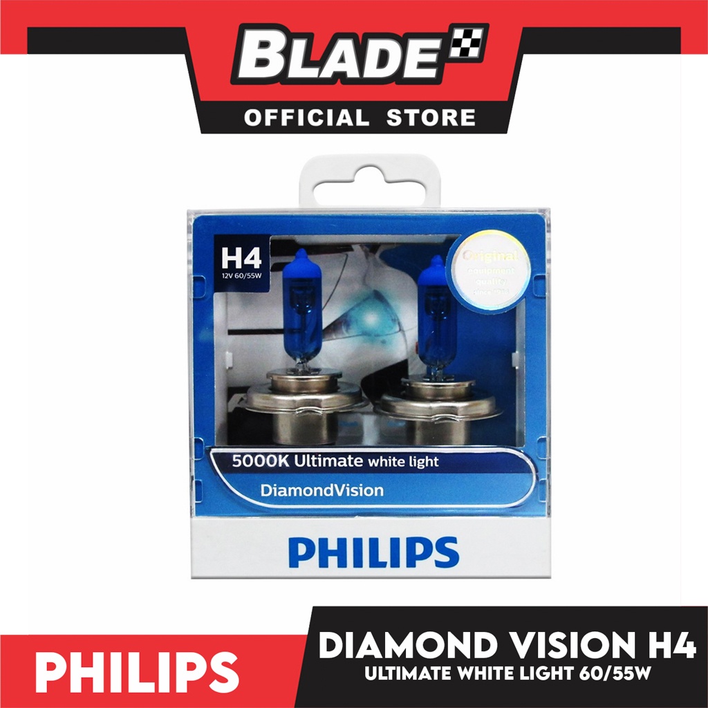 Philips 5000K Ultimate White Light H4 12V 60/55W 12342DVS (Pair ...