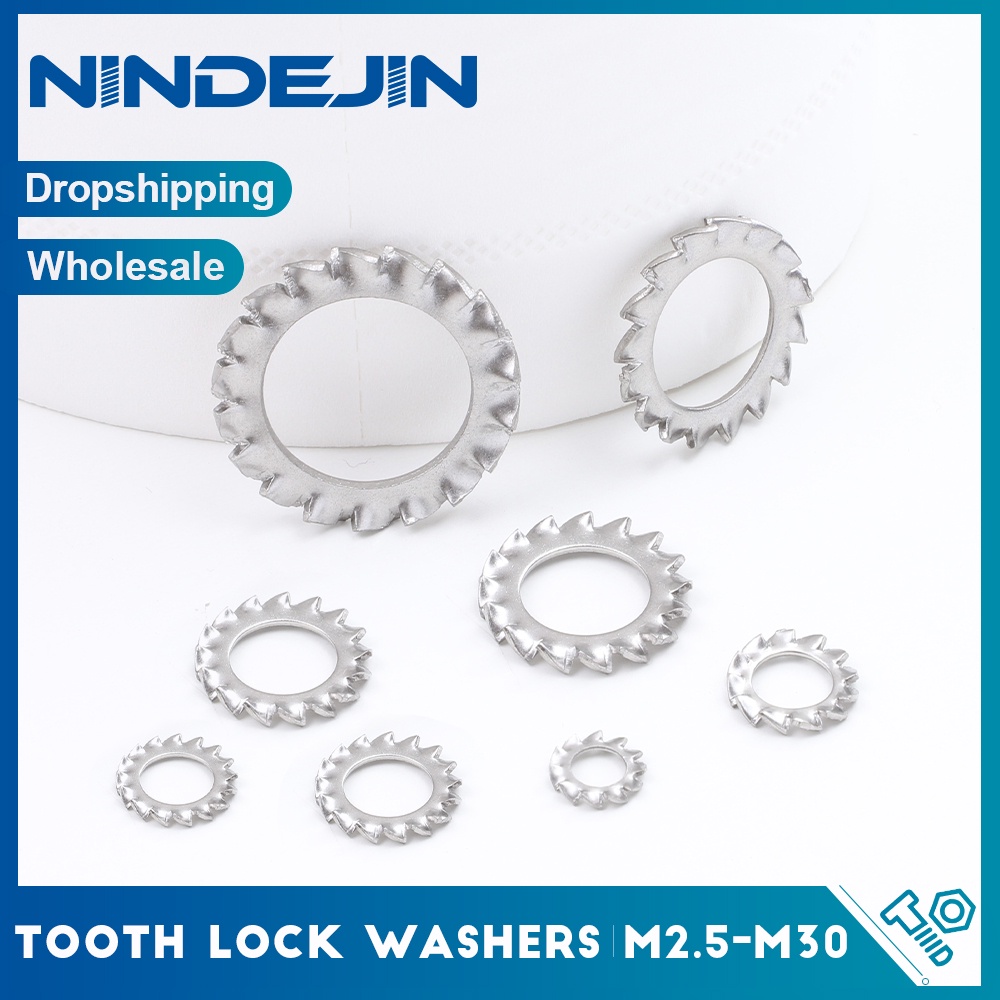 NINDEJIN External Tooth Lock Washers M3 M4 M5 M6 M8 M10 M12 M14 M16 M20 M24 M27 M30 Stainless ...