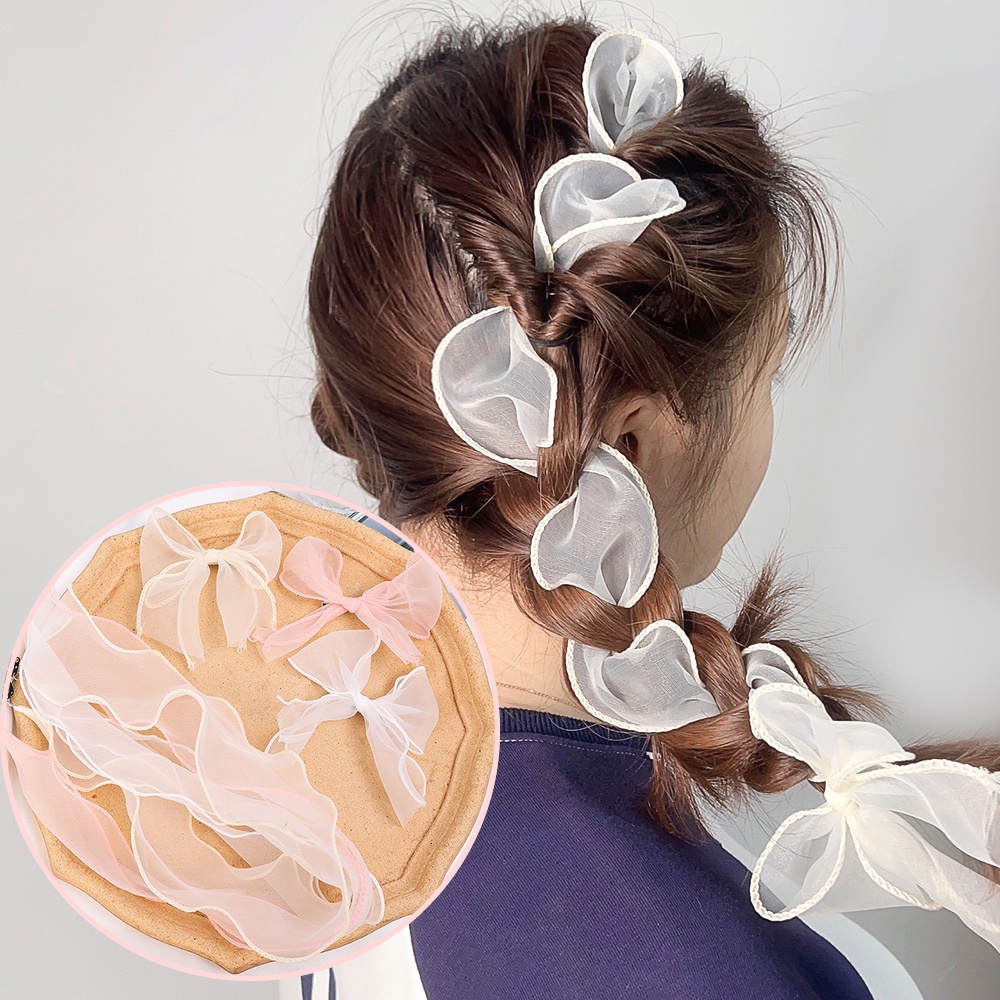 Exquisite Sweet Girl Super Fairy Mesh Hairband/ Braided Hair Bow Ribbon ...