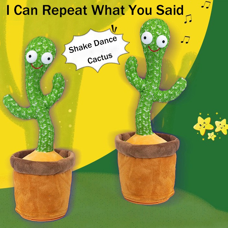 Dancing Cactus Toy Talking Rechargable Plush Toys 120 Music Songs Gifts ...