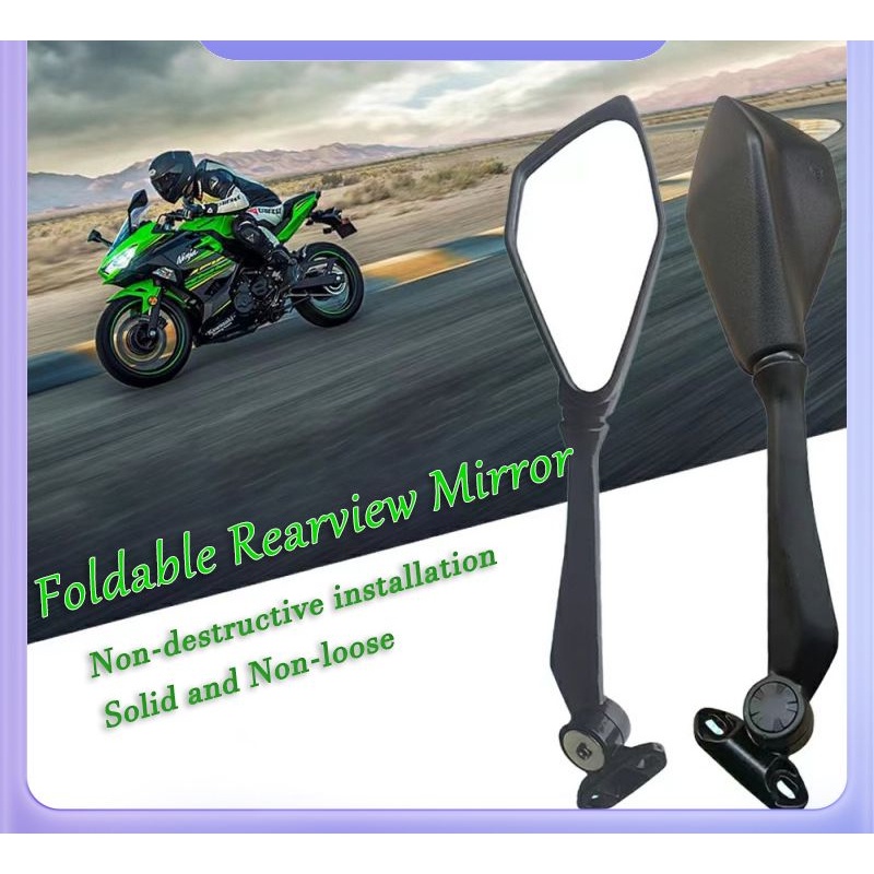（COD）NINJA SIDE MIRROR FOLDABLE RIVET TYPE Motorcycle sports car ...