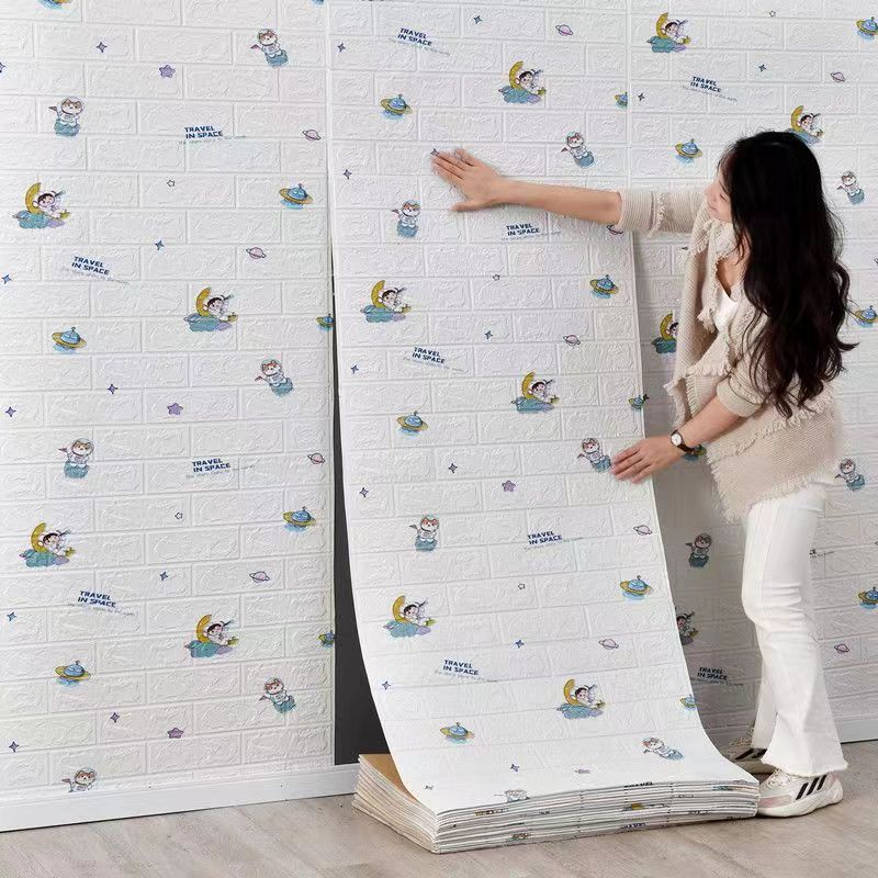 Big Size Foam Wallpaper Diy Wall Stickers Adhesive Wall Paper 3D Retro ...