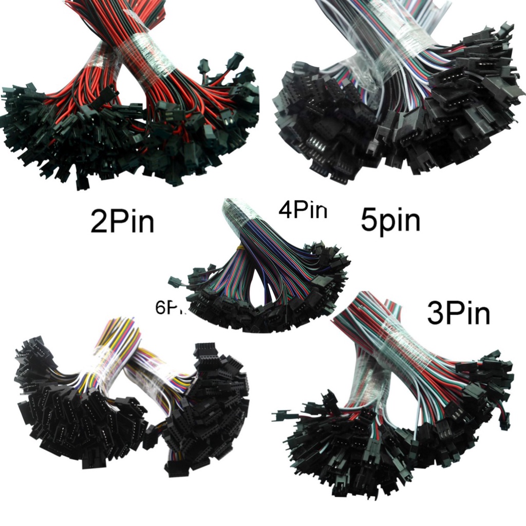 50Paris 2pin 3pin 4pin 5pin 6Pin led connector Male and Female JST SM 2 3 4 5 6Pin Plug ...