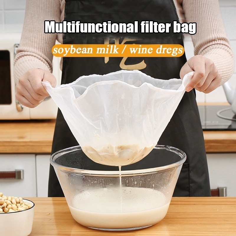 3 Sizes Soybean Milk Fine Mesh Filter Net Bag/Kitchen Reusable Liquid ...