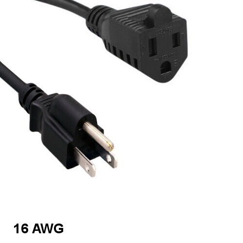 1 ft AC Power Cable NEMA 5-15P to 5-15R Extension 16 AWG 13A 125V SJT | Shopee Philippines