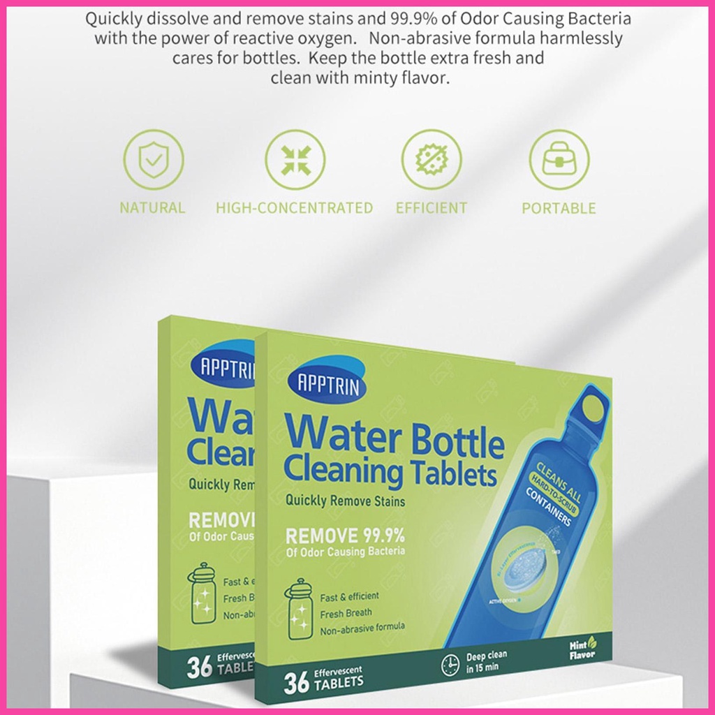 Water Bottle Cleaning Tablets 36pcs Natural and Effective Bottle ...