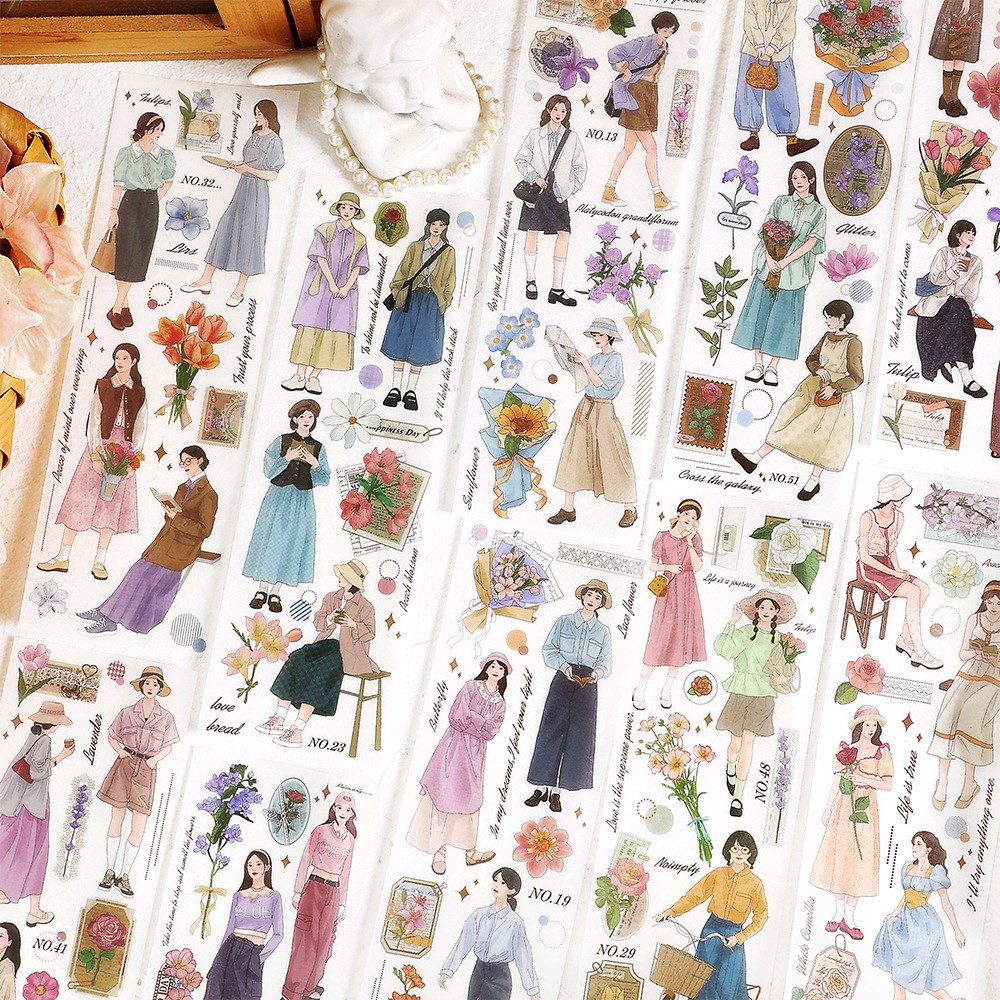 6 Pcs People Stickers Fashion Girl Scrapbook Sticker For Journaling ...