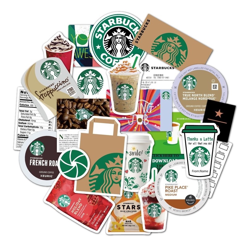 25Pcs Starbucks McDonald's Waterproof Stickers Notebook Luggage Phone ...