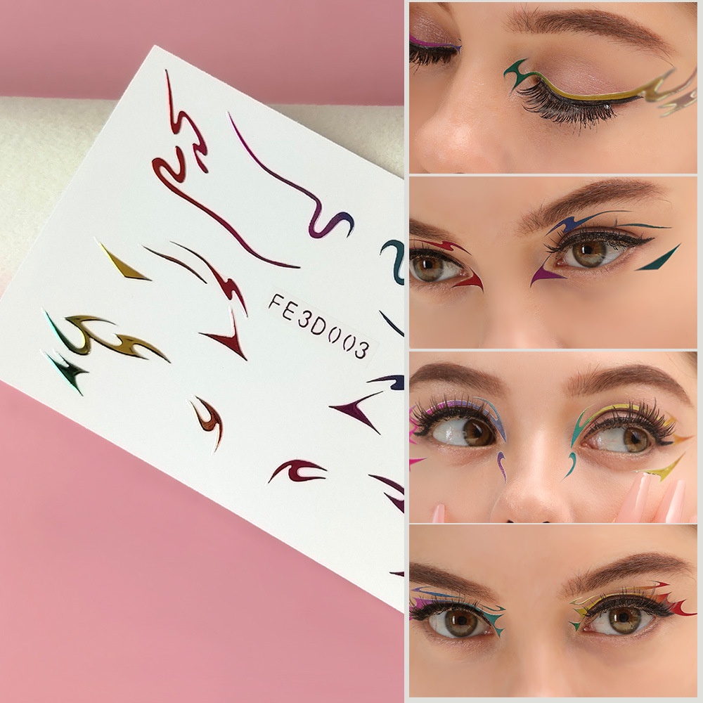 Color Laser Eyeliner Face Lace Makeup Sticker for Festival Eye Decal ...