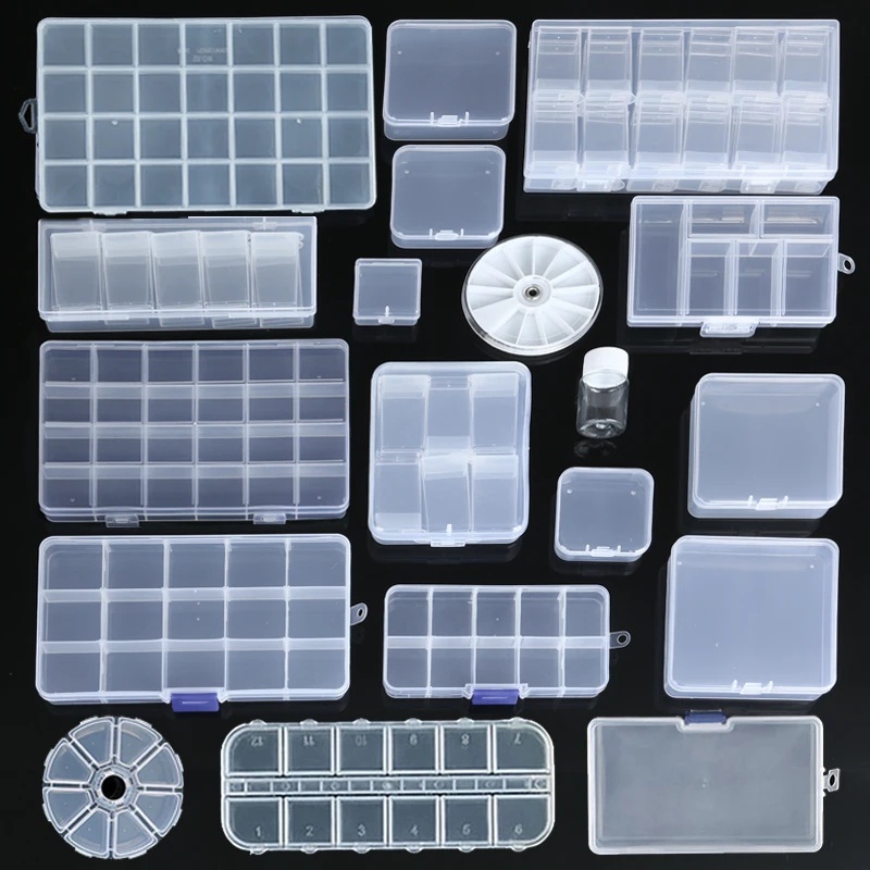 1/6/8/10/12/24/28 Grids Slots Transparent Packaging Case / Jewelry ...