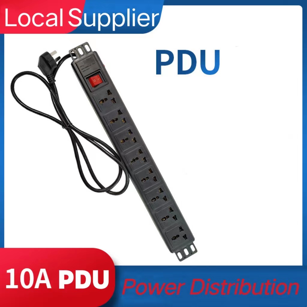 8 Slots10A Rack Mount PDU Power Distribution Strip Unit With Overload Switch Power Extension ...