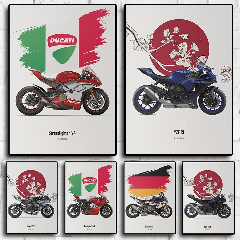 Famous Classic Motorcycle Series Canvas Print Posters For Living Room ...