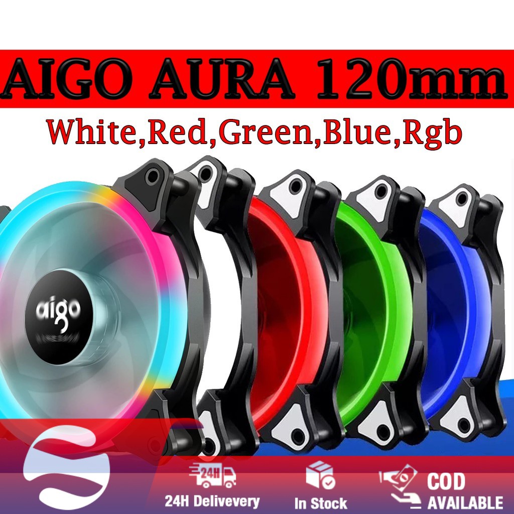 Aigo 120mm Aurora Ring Rainbow Fan computer pc case cooling Halo fan ...