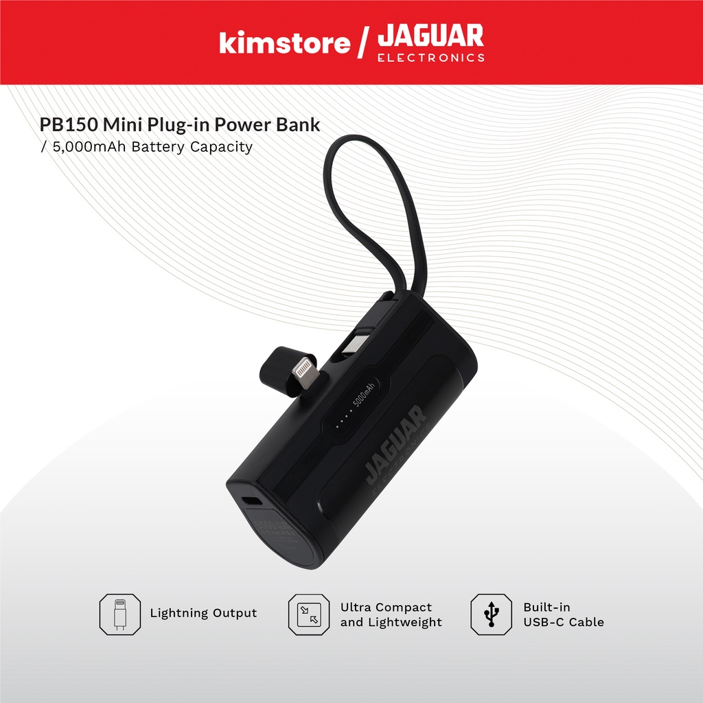Jaguar Electronics PB150 Mini Plug In Power Bank 5000mAh Lightning ...