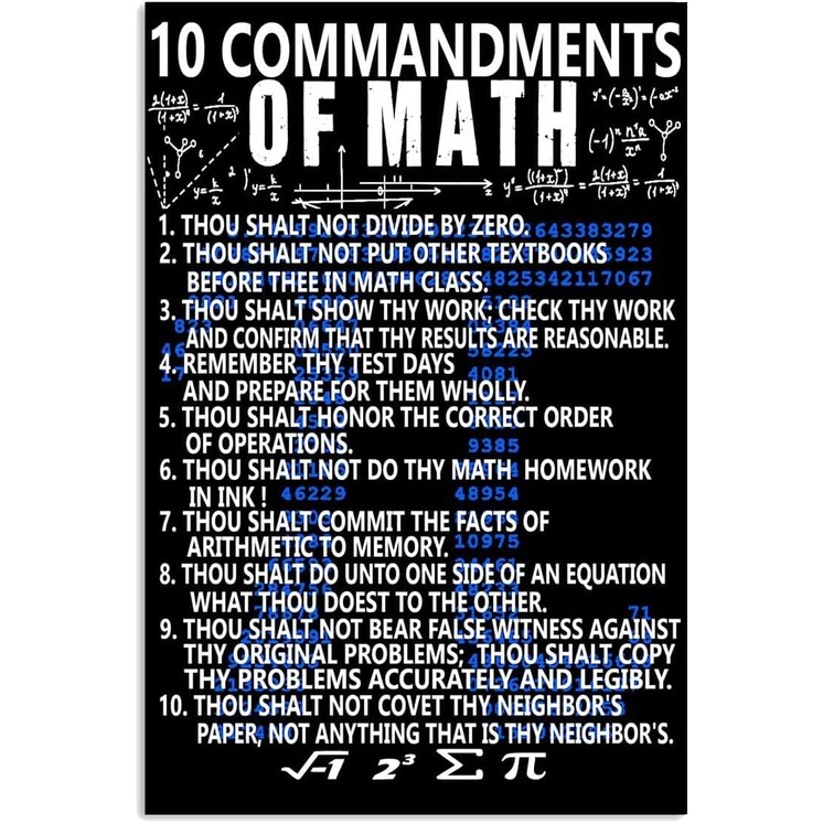10 Commandments of Math Wall Art Painting Canvas Printed Poster For ...