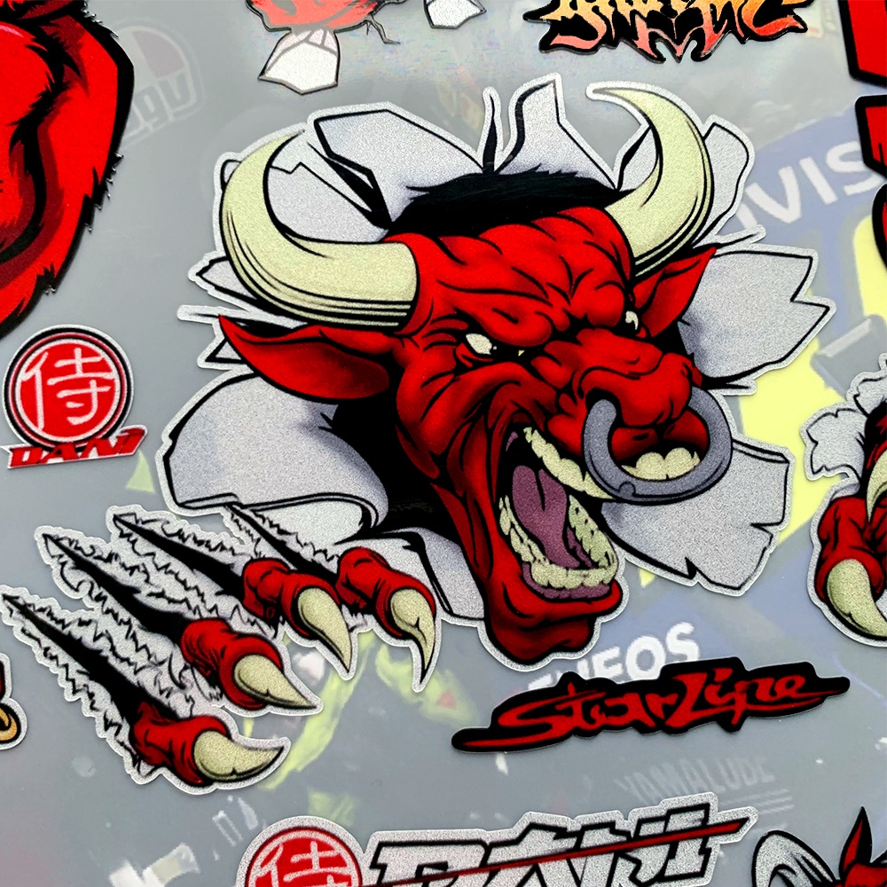 Reflective Motorycle Decals Angry Bulls Sticker Bumper Motorcycle ...