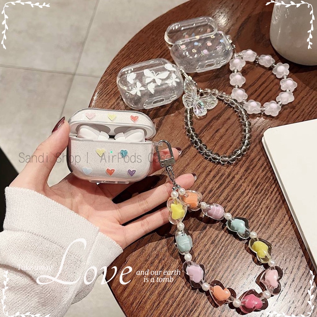 Ins Glitter Bling Colorful Love Butterfly AirPods Case For AirPods 4 1 ...