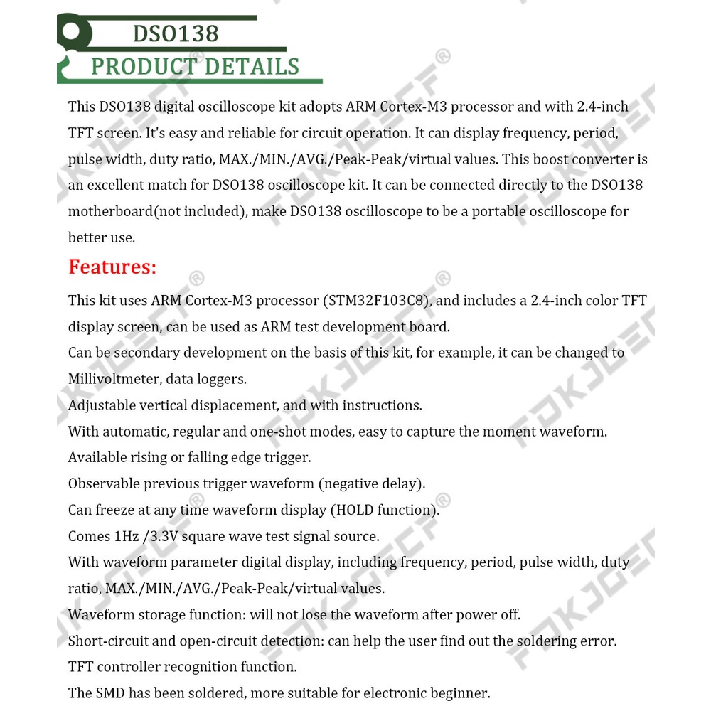DSO138 2.4" TFT Screen Digital Oscilloscope Diy Kit Waveform Display Preciseness DSO138 Acrylic ...