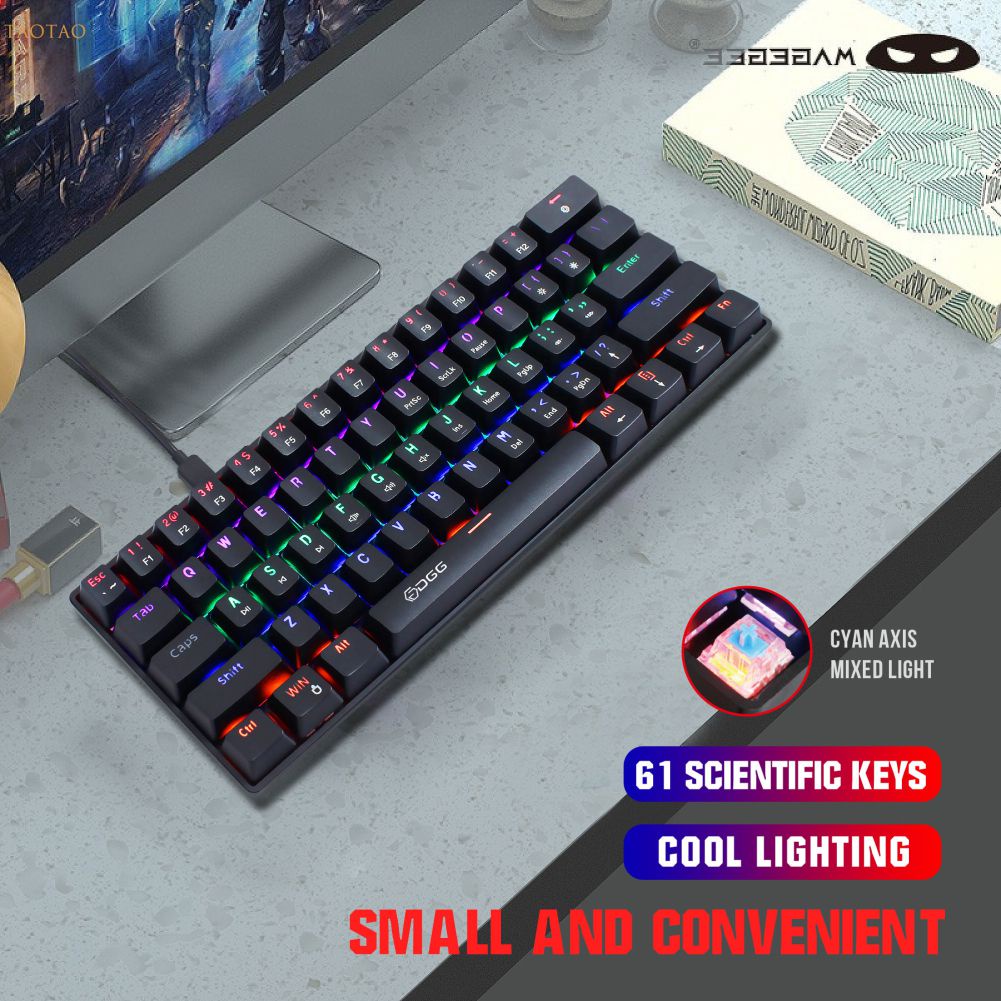 V900 Wired Mechanical Keyboard Color Backlit 61keys Blue Switch Office ...