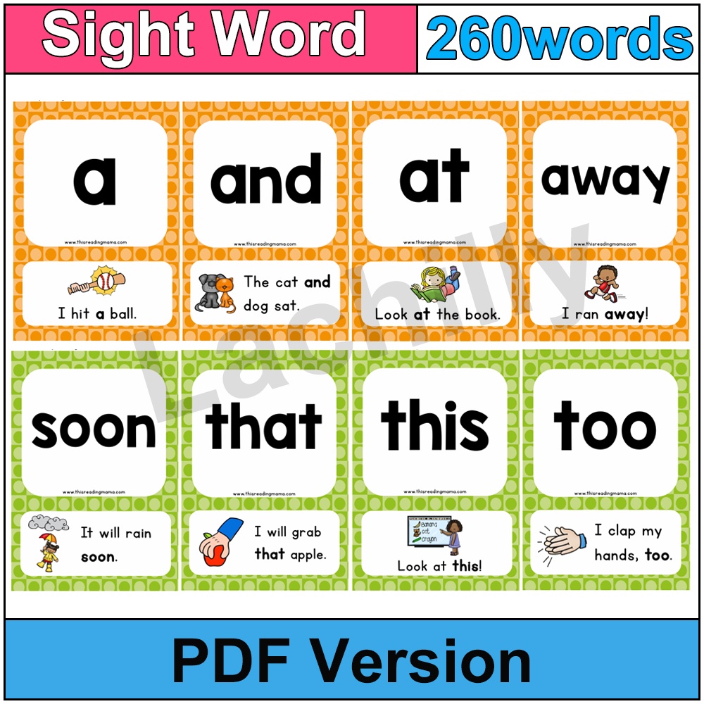 Children Sight Word Flash Card Materials word and sentence learning ...