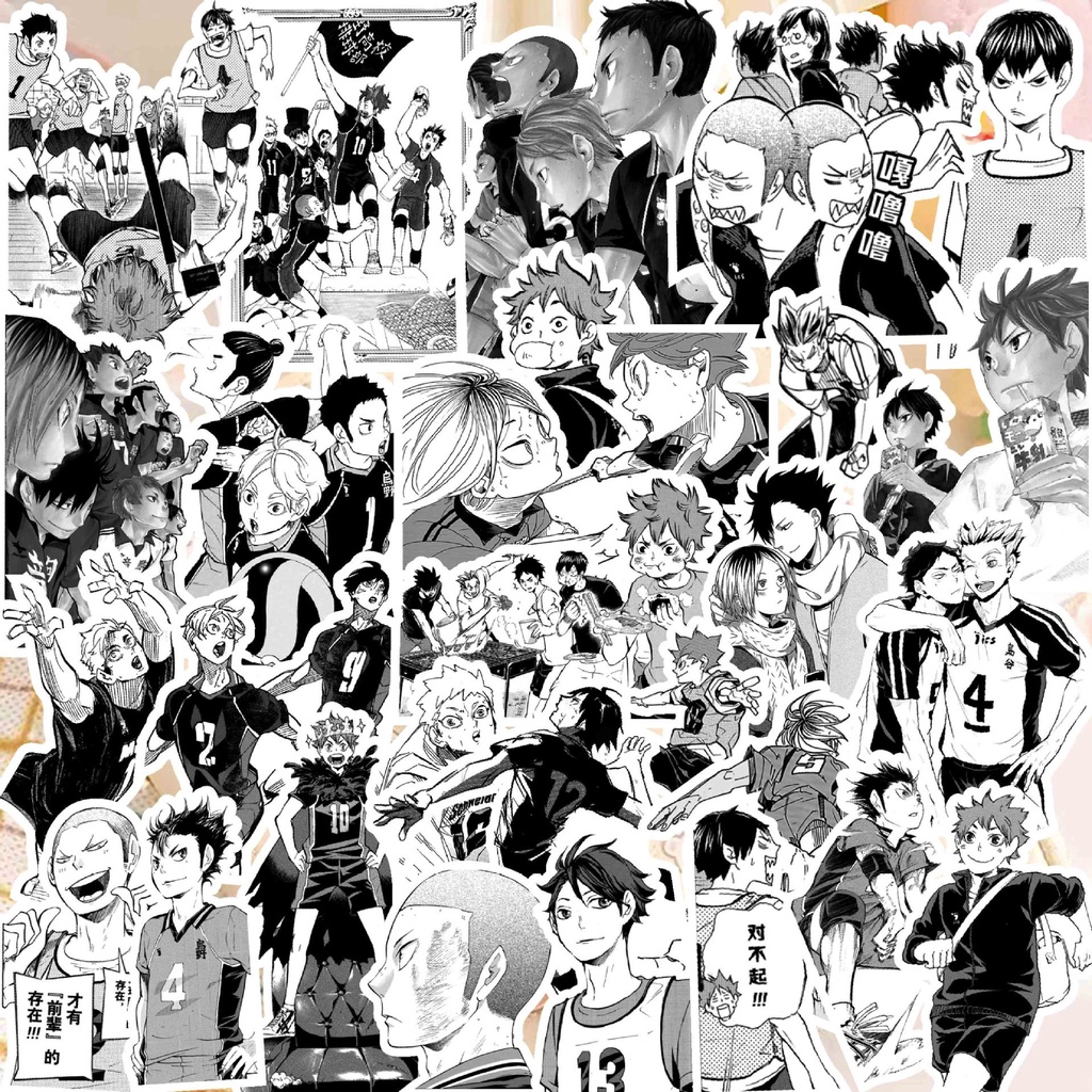 65Pcs/Set Haikyuu!! . Classical Black & White Series 02 Stickers ...