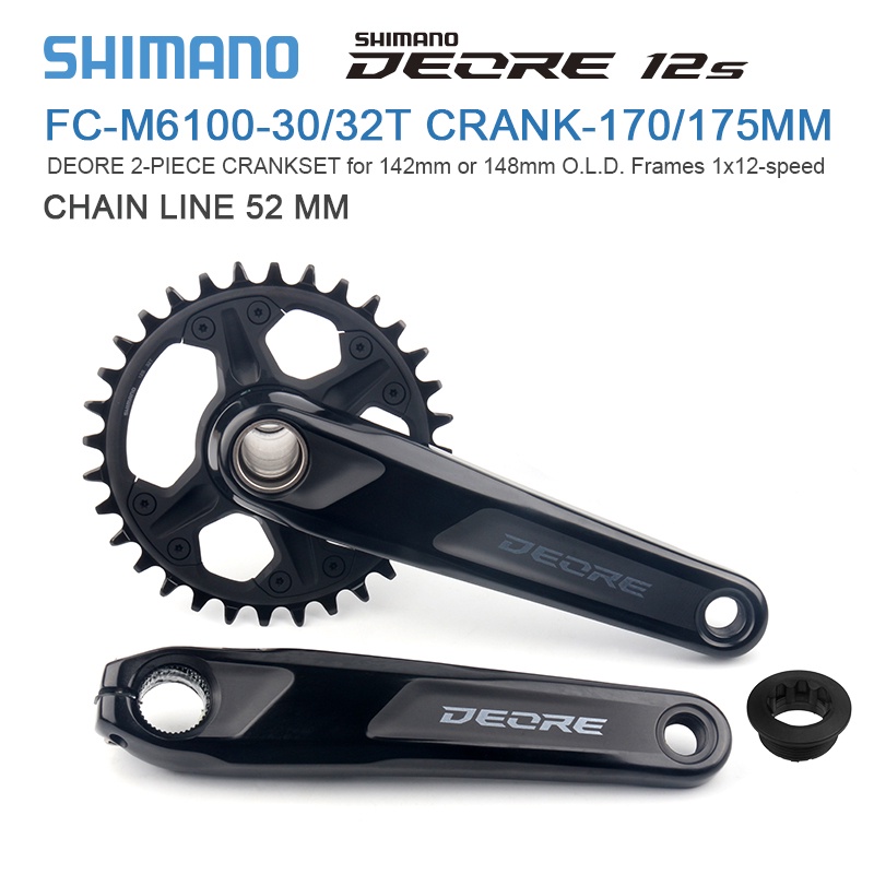 SHIMANO DEORE 1x12S FC-M6100 MTB Bicycle Crankset 1x12-speed 170/175MM 30T/32T BB52 MT501/MT500 ...