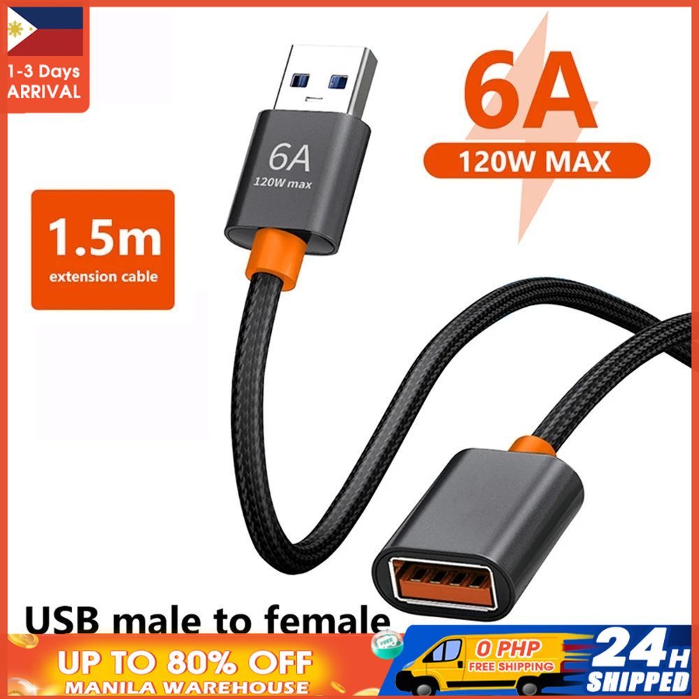 6A USB Extension Cable Female To Male Extender Cord 1/1.5Meter High ...