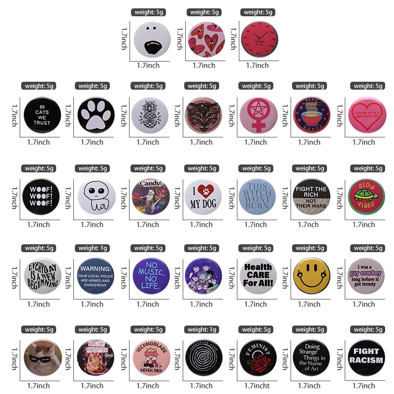 44mm Tinplate Soft Button Pin Jewelry Cartoon Cute Cat Brooch Creative ...