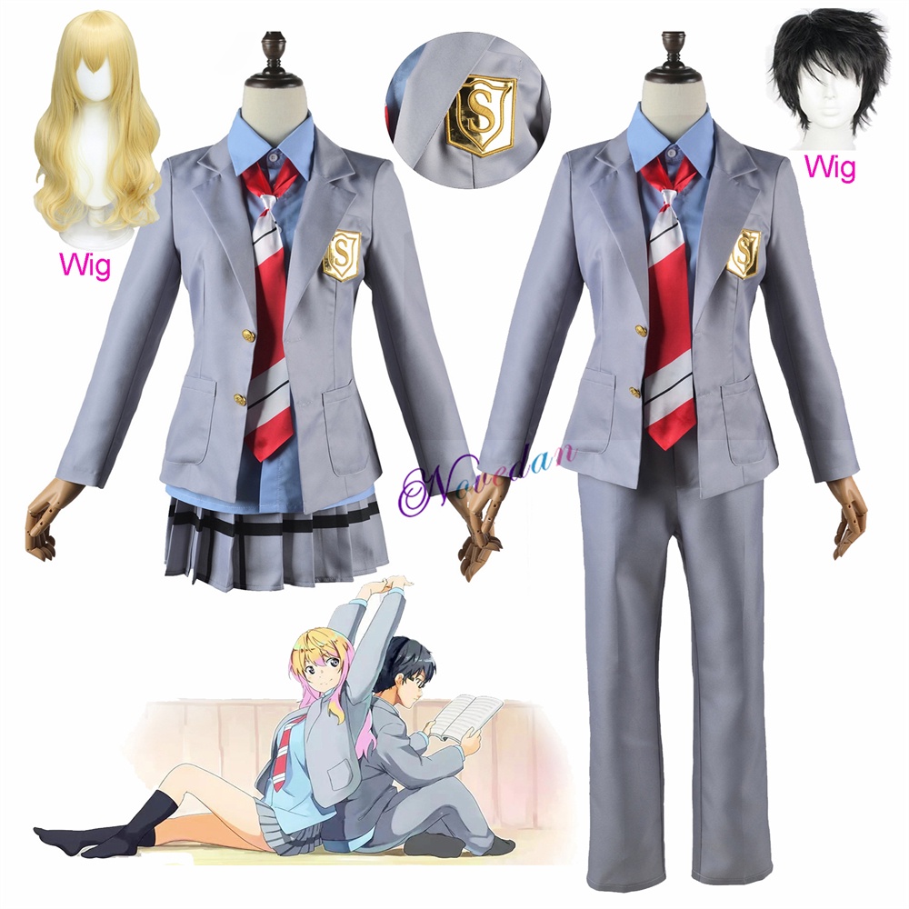 Your Lie In April Anime Cosplay Costume Arima Kousei Miyazono Kaori Wig ...