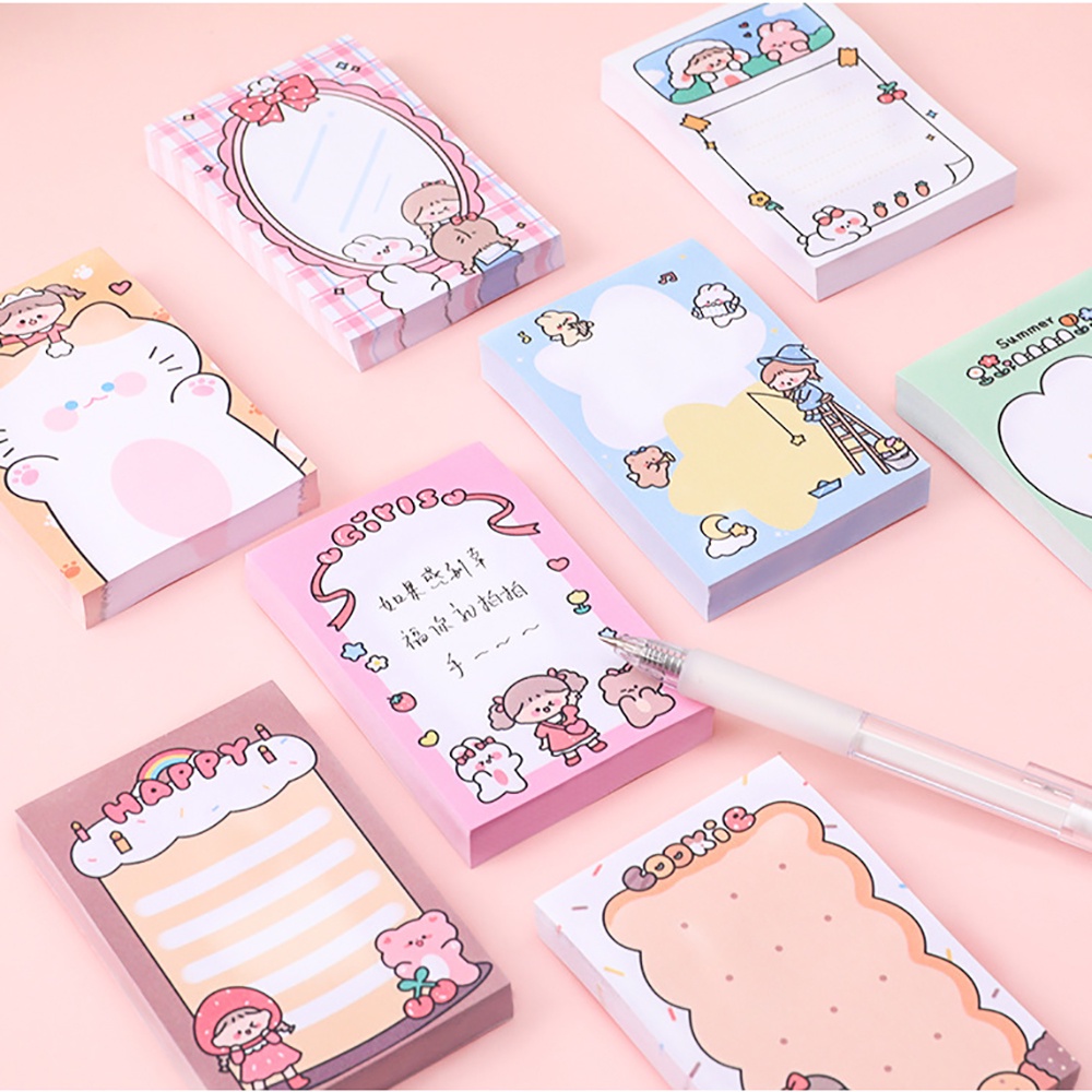 80 Sheet Cute Cartoon Girls Sticky Notes Student Notepad Message Post ...
