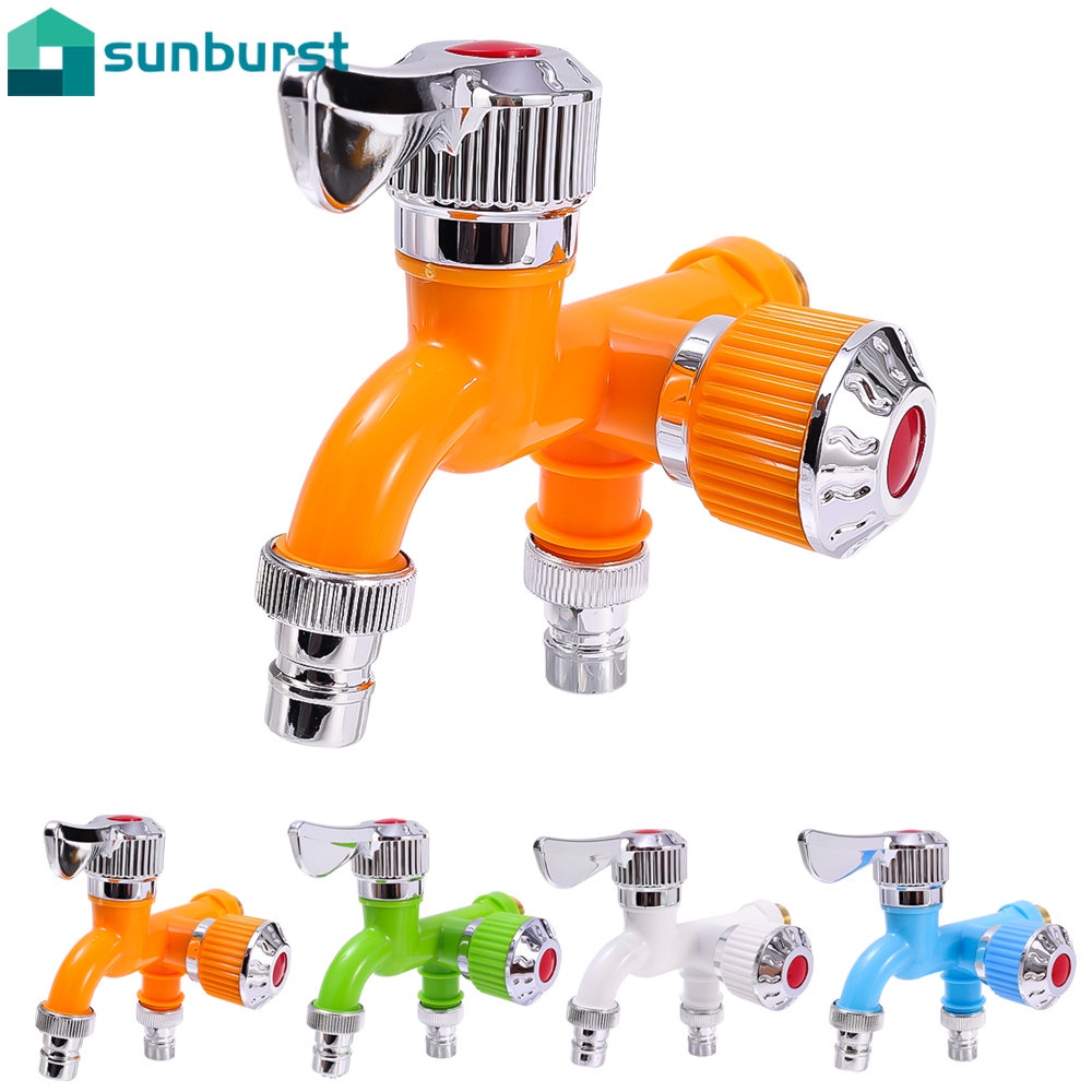 Universal Bathroom Sink Water Faucet / Wall Mounted Double Spout Water ...