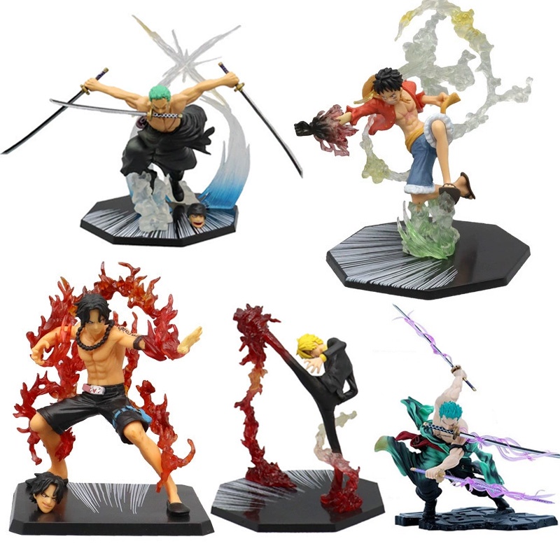 Anime One Piece figure Firefist luffy Ace Zoro Sanji Cartoon battle ...