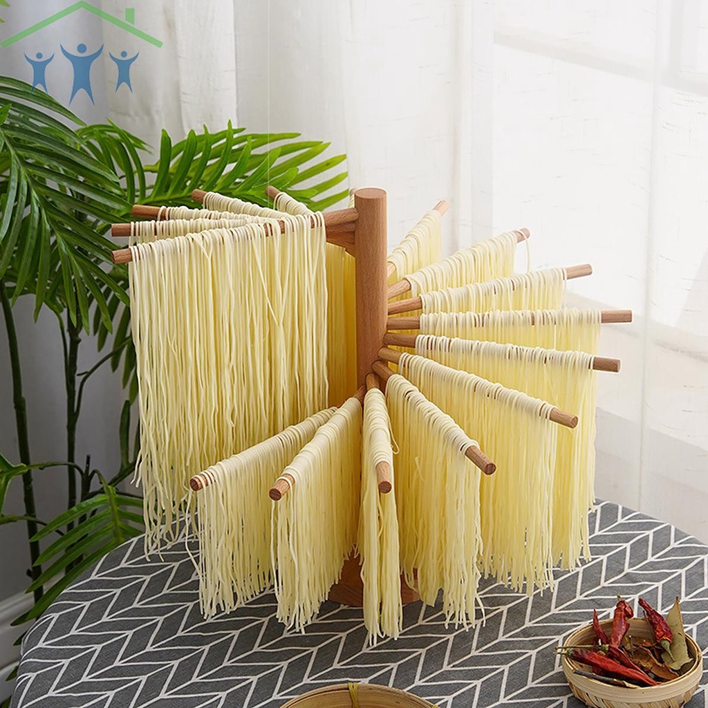 Collapsible Pasta Drying Rack Wooden Spaghetti Stand Dryer with 16 ...