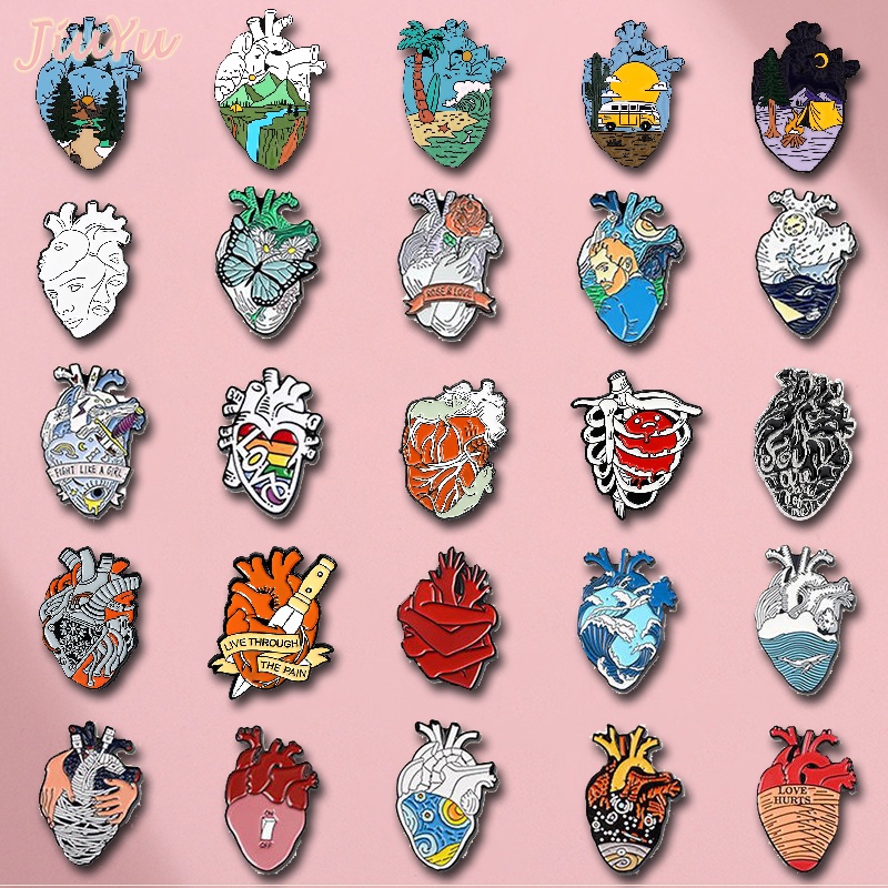 Creative Internal Organs Enamel Pin Medical Heart Brain Lung Womb Rib ...