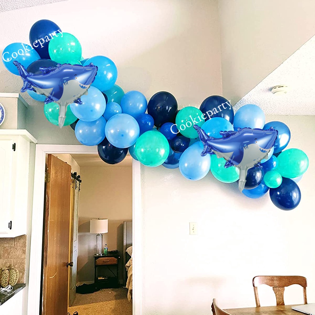 49/50pcs Ocean Animals Birthday Balloons Mint Metallic Baby Night Blue ...