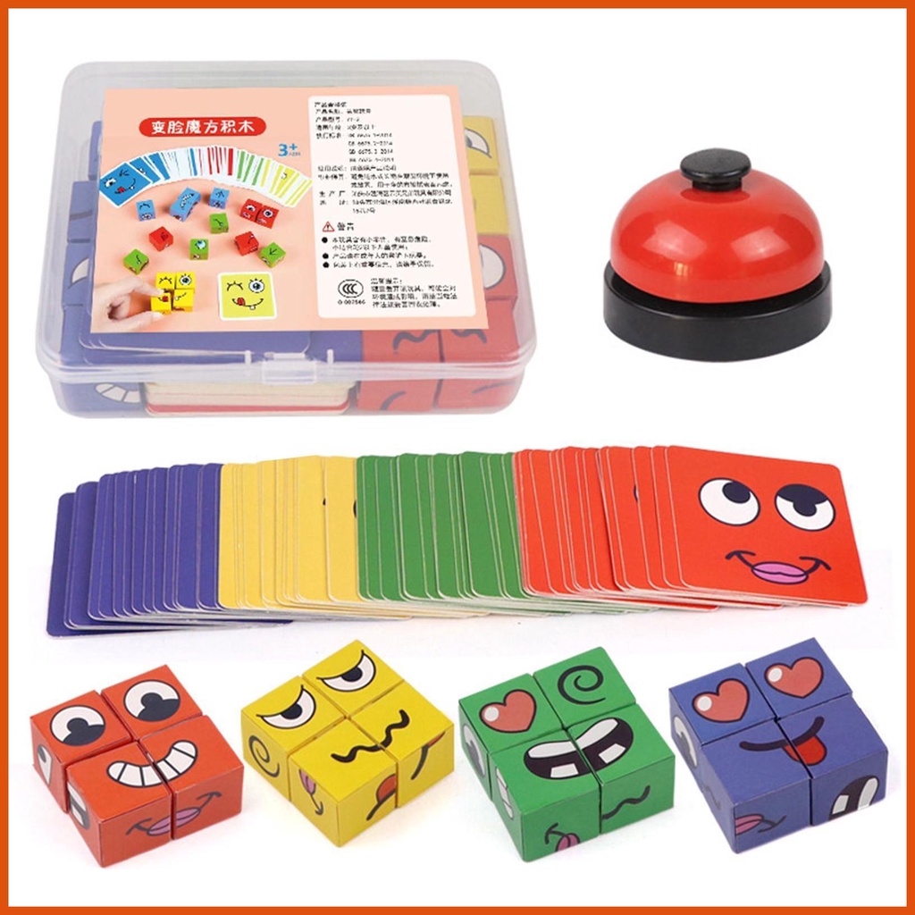 Face Change Cube Game Toy Montessori Expression Puzzle Building Blocks ...
