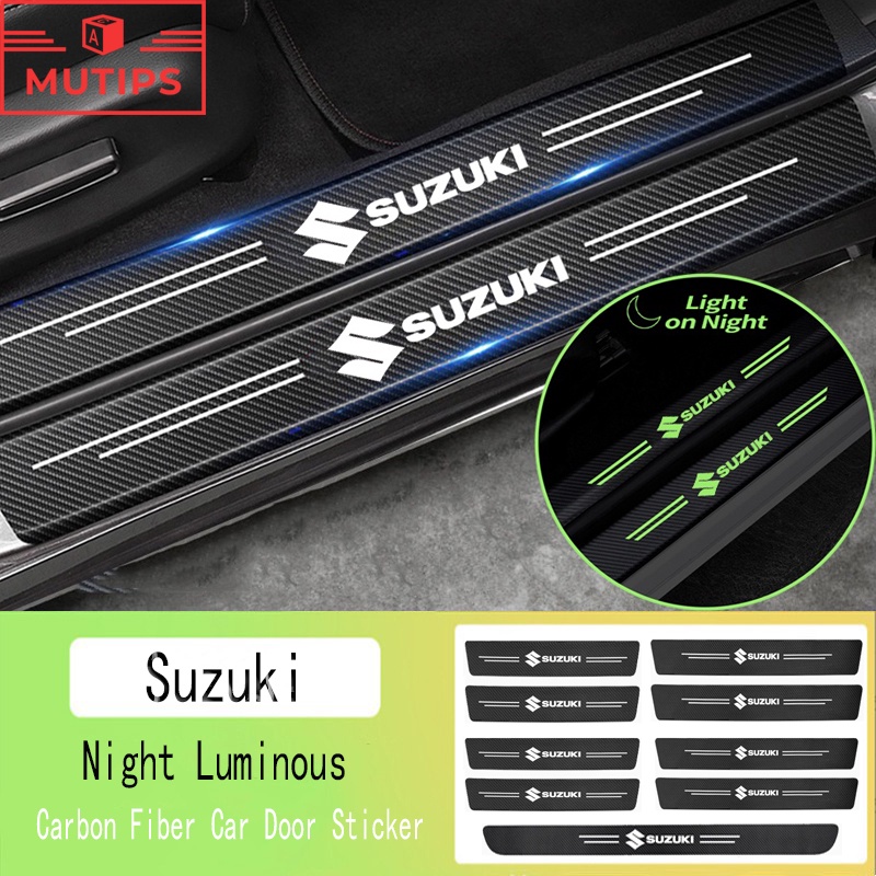 Suzuki 9Pcs Luminous Car Door Fashion Stickers Carbon Fiber Sill ...