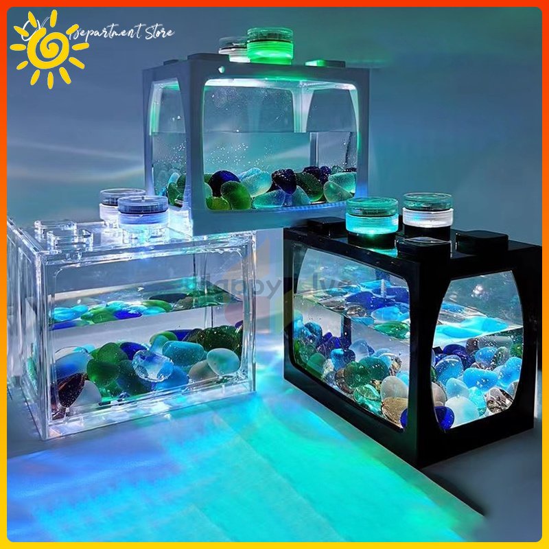 Pet box Fish Tank transparent Betta Box Mini Aquarium Block Tank Betta ...