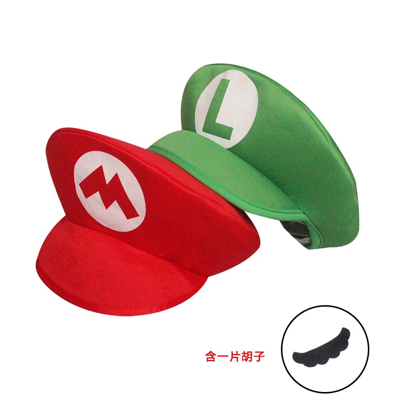 Super Mario Bros Hat Mario hat Cosplay Halloween Red Green Cap bar ...